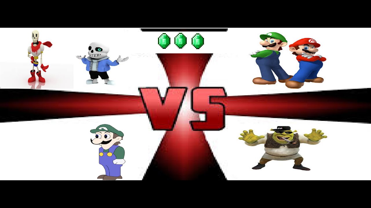 Mario Bros vs Sans and Papyrus vs Weegee vs MLG Shrek - YouTube