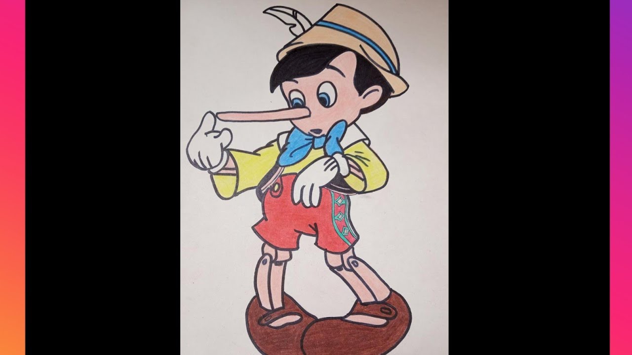 How to draw cute pinocchio cartoon character||easy cartoon pencil ...