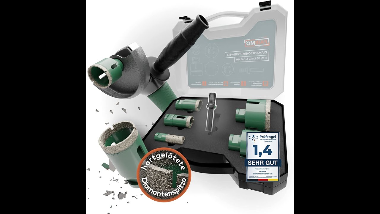 Das exklusive Diamantbohrer Set von FAIRMO (5 Teile inkl. M14 Adapter ...