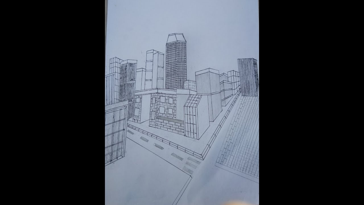 How to draw a city street corner view - YouTube