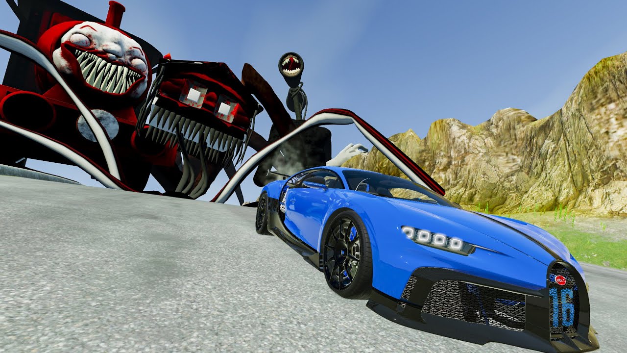 too realistic HOUSE HEAD.EXE and CHOO-CHOO CHARLES.EXE down hill cars ...
