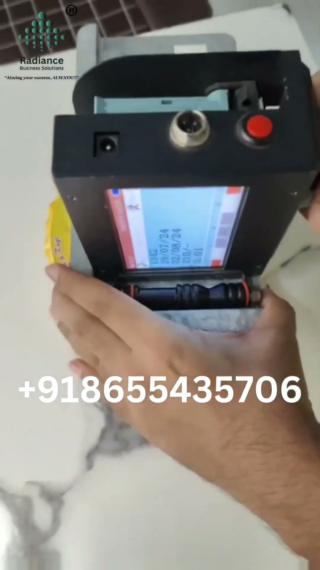 MRP printing gun. Printing on Glossy pouch. Most user friendly machine ...