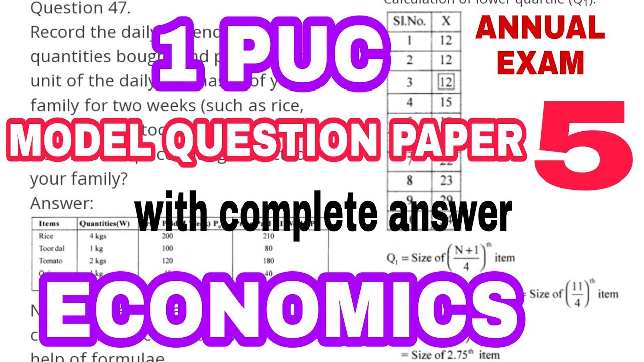 1 puc economics model 5 with detail full answer - YouTube