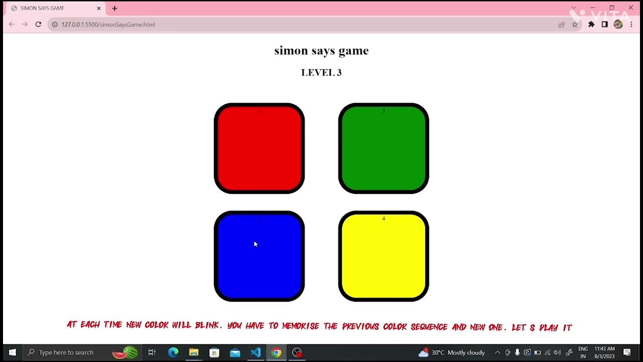 SIMON SAYS GAME (JAVASCRIPT) MINI PROJECT - YouTube
