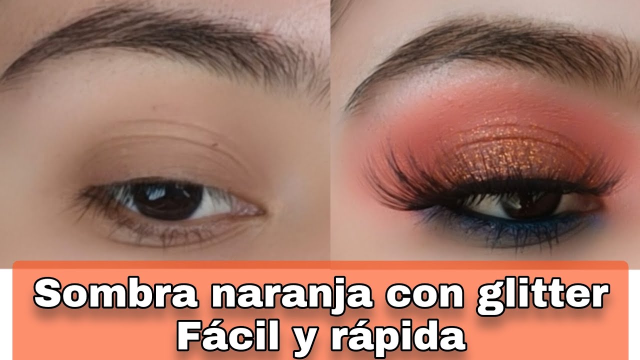 Sombra color naranja con glitter, fácil y sencilla/ Principiantes - YouTube