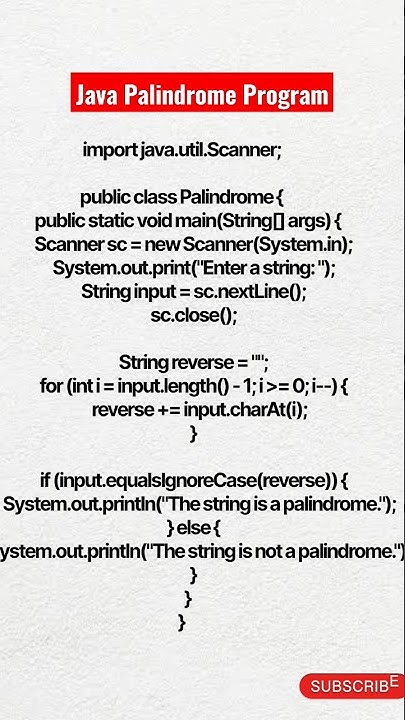Palindrome Program In Java Palindrome Number In Java Javaprogramming Shorts Youtubeshorts