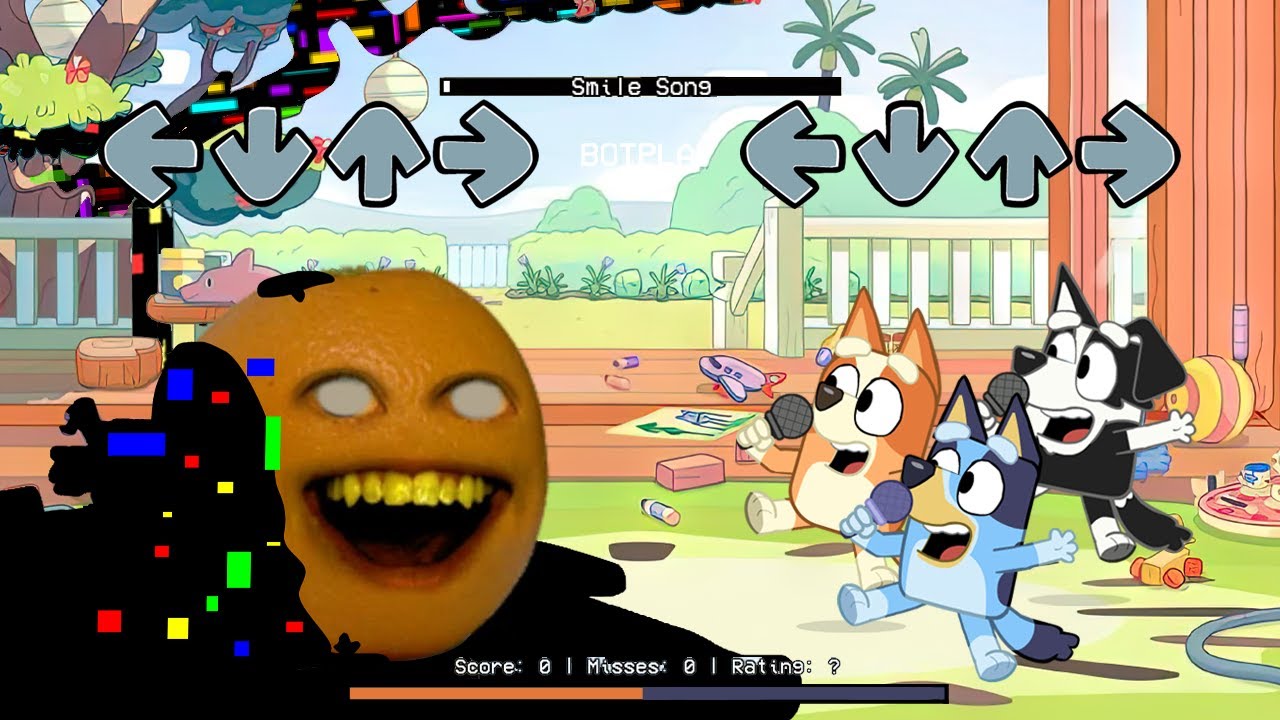 FNF Corrupted Annoying Orange vs bluey, bingo, Mackenzie Sings bluey ...