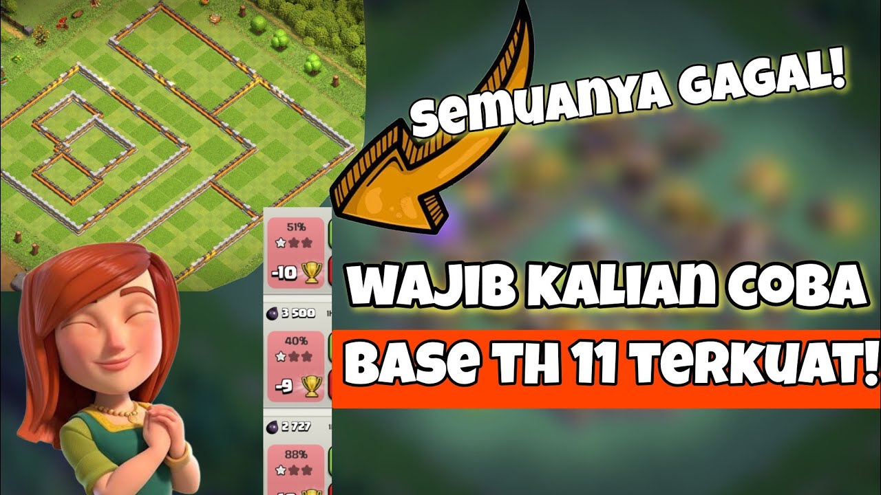 TERKUAT!!! BASE TH 11 ANTI 3 BINTANG CLASH OF CLANS - YouTube