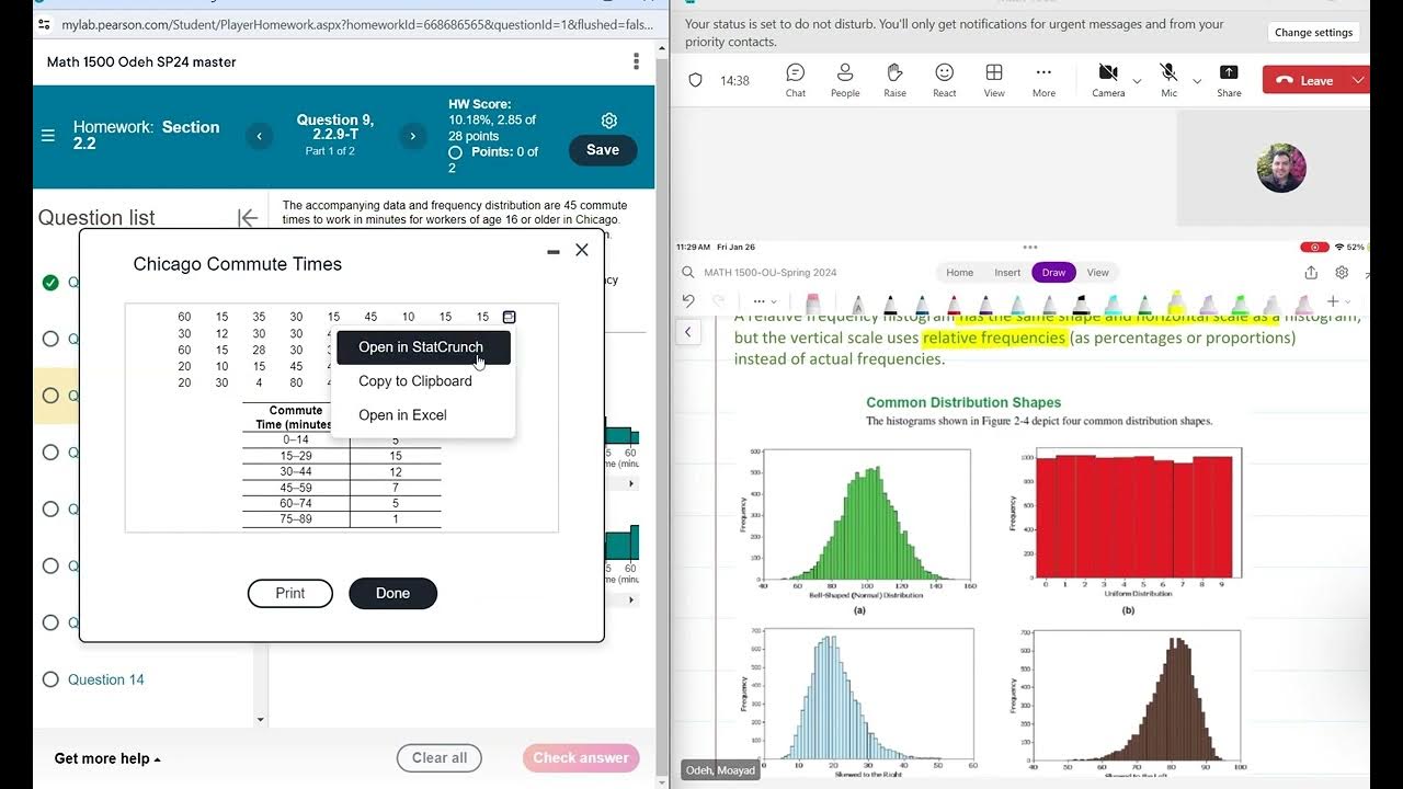 2 2 Use a frequency distribution to construct a histrogram using StatCrunch - YouTube