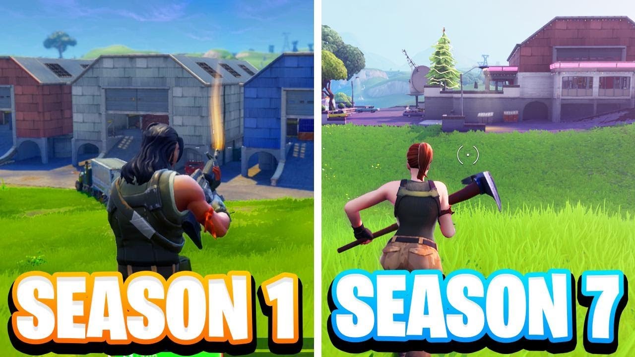 REALLY RARE Fortnite Season 1 GAMEPLAY! Season 1 vs Season 7 Gameplay ...