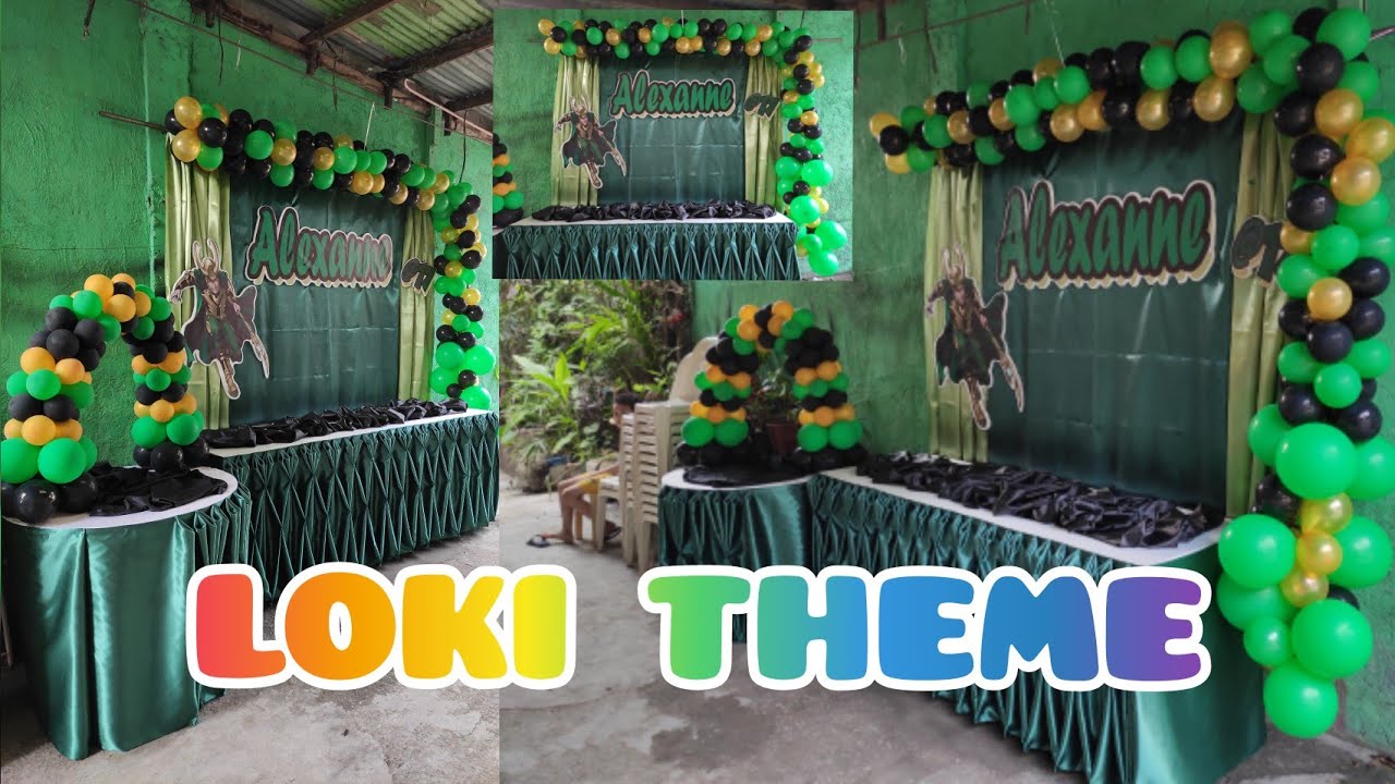 LOKI THEME BIRTHDAY PARTY DECORATIONS ALEXANNE @ 17 - YouTube
