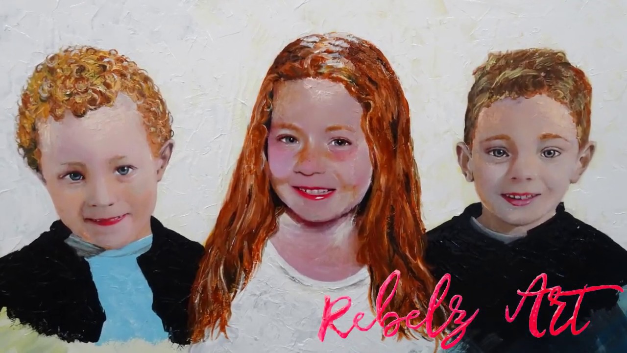 3 LITTLE KIDS | Acrylpaint with paletknife on canvas - YouTube