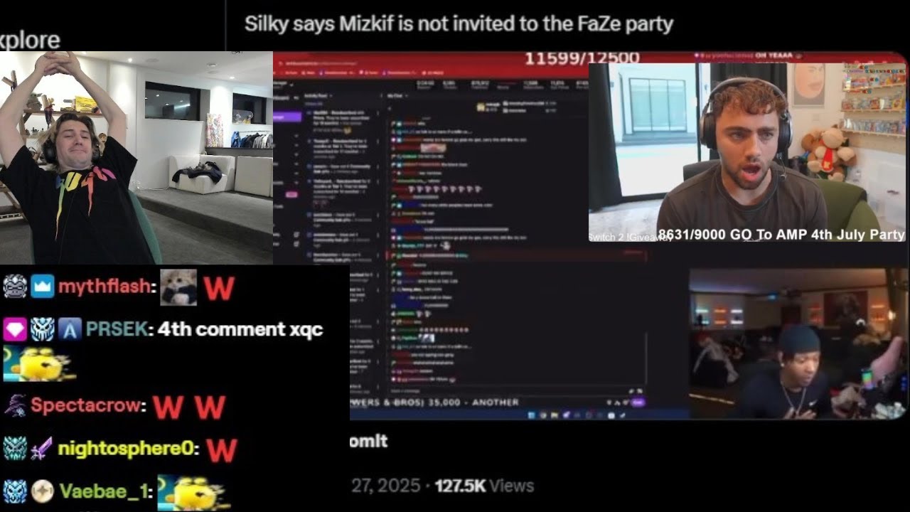xQc Reacts to Silky Banning Mizkif from FaZe 4th of July Party & Mizkif ...