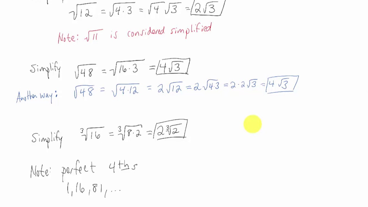 Simplifying Radical Expressions - YouTube