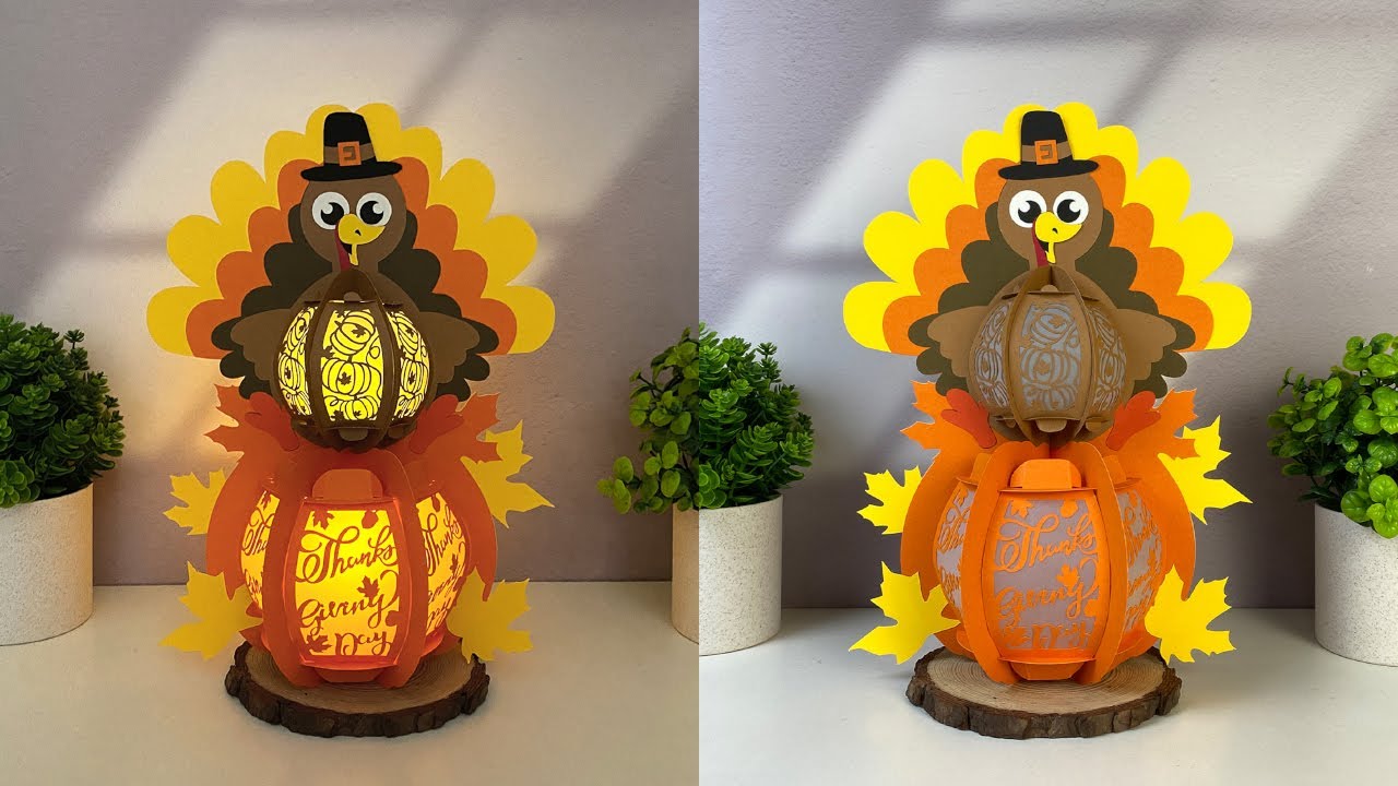 How To Make Paper Cut Lantern Thanksgiving Day Turkey 2 - YouTube