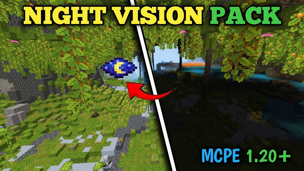 BEST NIGHT VISION PACK FOR MCPE FOR 1.20+ - YouTube