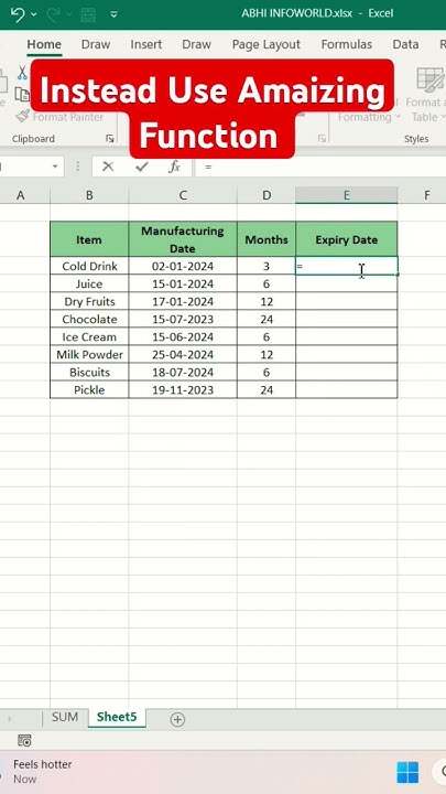 Dont Find Expiry Date Manually Like This Use Edate Function Shorts Viral Excel Exceltips