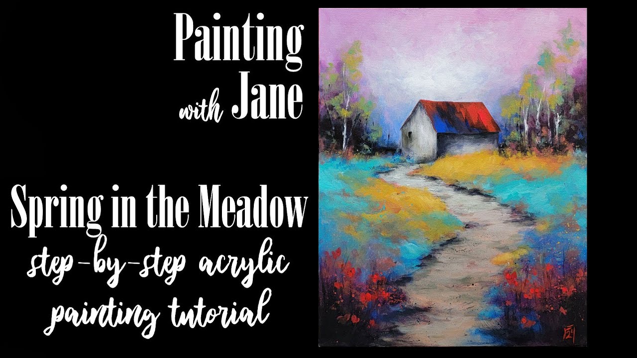 Spring in the Meadow - Step by Step Acrylic Painting on Canvas - YouTube