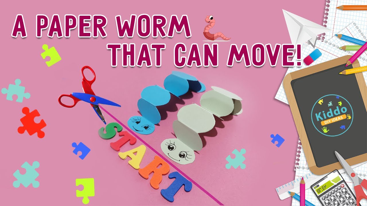 How to make a funny moving worm from a sheet of paper | My second video ...