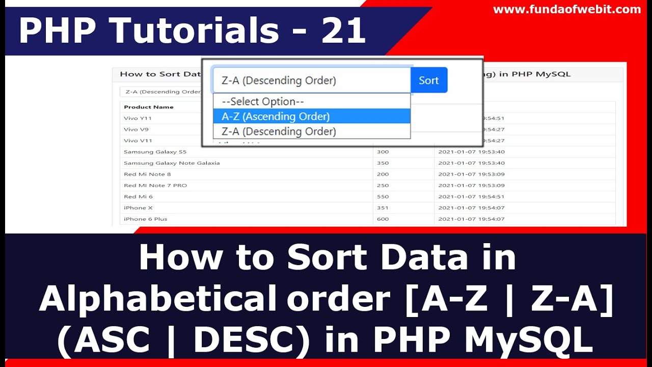 How To Sort Data Using Alphabetical Order a z Z a ASC DESC In