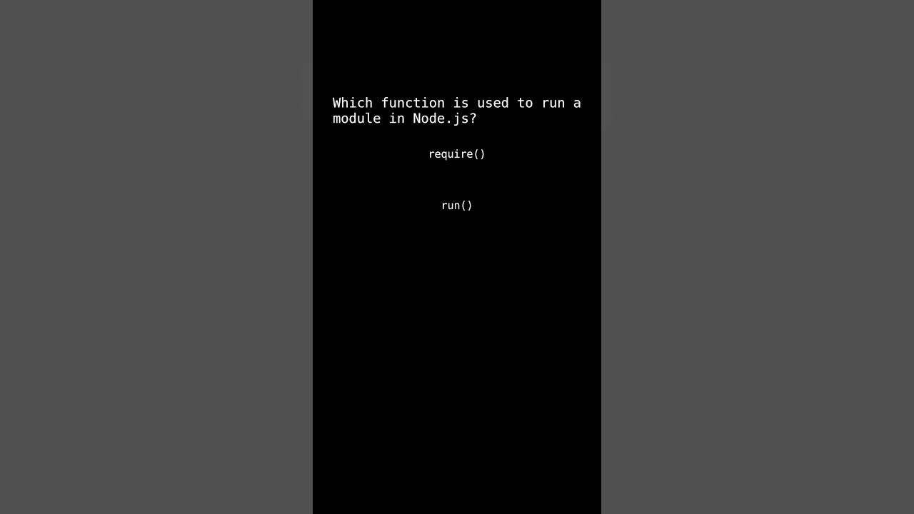 Nodejs | Which function is used to run a module in Node.js? | Qno.204 - YouTube