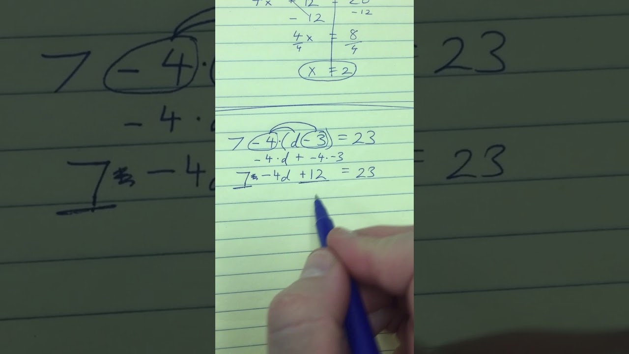Distribute solve equation (negatives) - YouTube