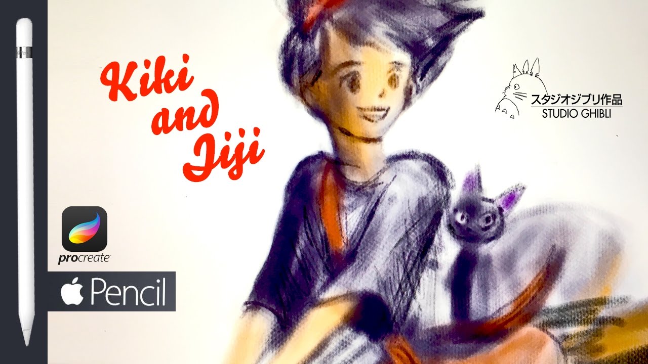 Kiki and Jiji Apple Pencil drawing | Tutorial | Kiki's Delivery Ghibli ...