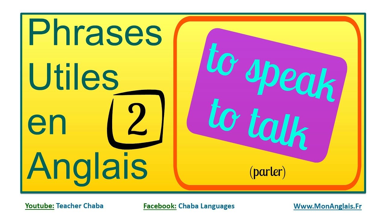 ANGLAIS - 3 Phrases utiles pour PARLER - SPEAK TALK N°2 - YouTube