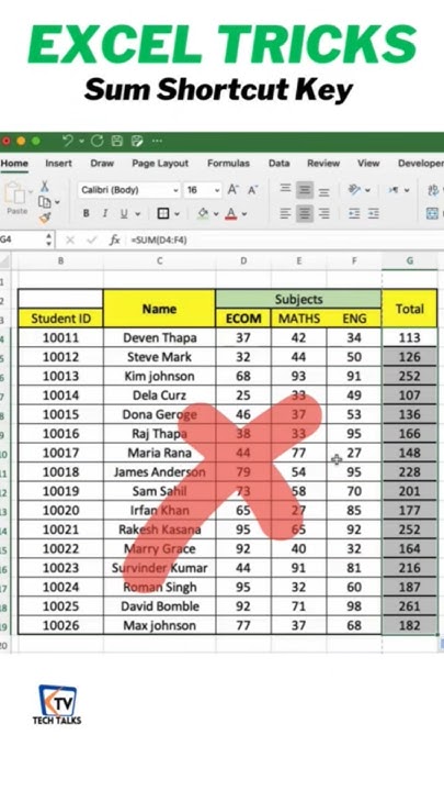 How To Use Sum Function Shortcut Key In Excel Tricks Exceltech