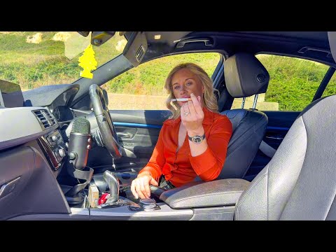 Smoking ASMR in My BMW | 100s Cigarette | Satin Blouse | Leather Pants | No Talking | Pure Triggers
