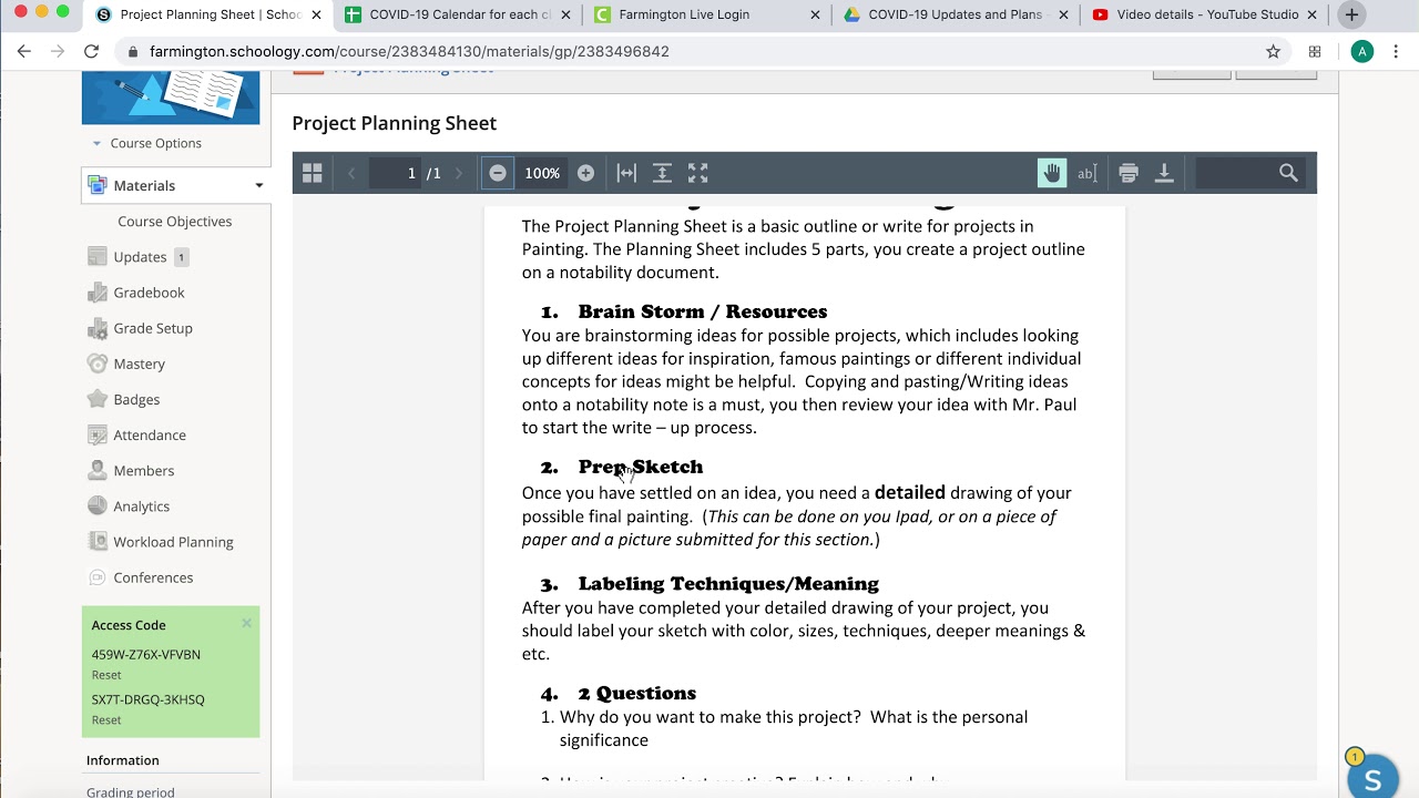 Painting 1 Project Planning Sheet - YouTube