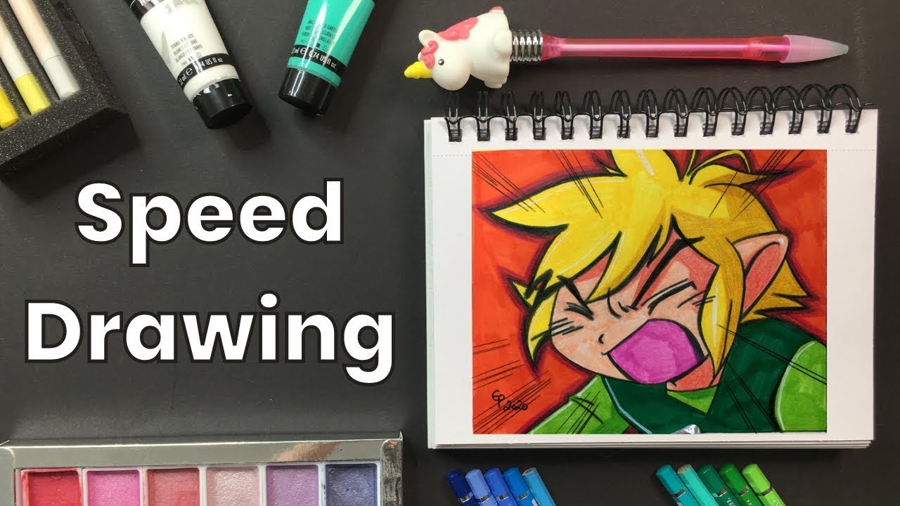 LINK (Zelda, The Minish Cap) - Speed Drawing Painting #74 - YouTube