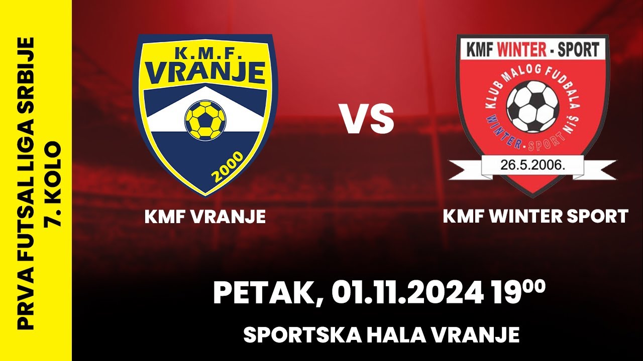 PFLS | 7. kolo | Kmf "Vranje" - Kmf "Winter Sport" #UZIVO HD - YouTube
