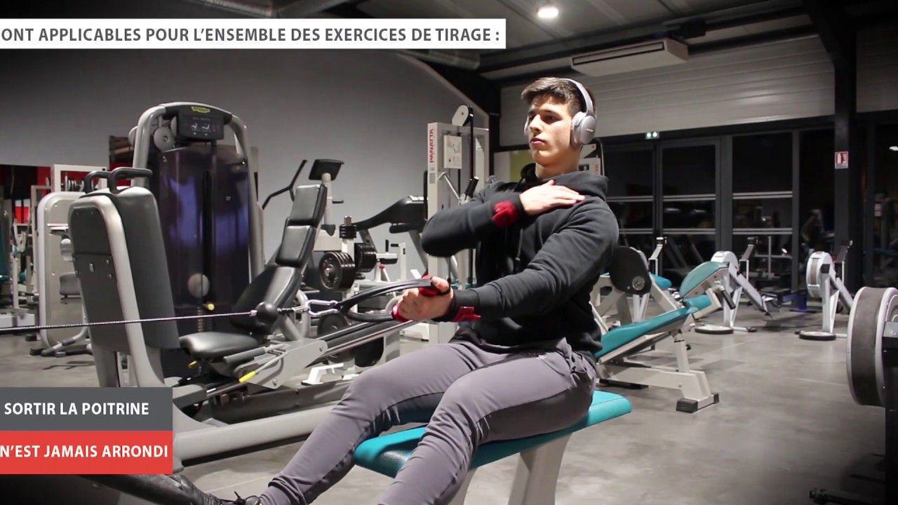 Tirage horizontal poulie en unilatéral - YouTube