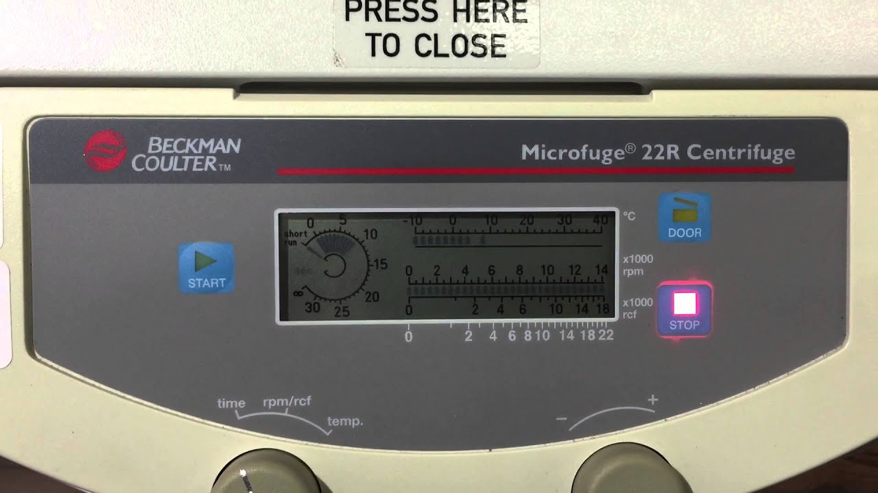 Beckman Coulter Microfuge 22R Centrifuge - YouTube