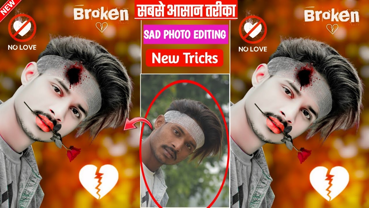 Sad Photo Editing PicsArt 2024 | Broken heart photo Editing 💔 | Sad ...