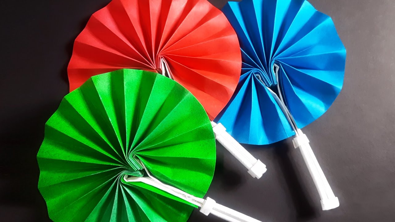 D I Y | How to make colourful paper fan - YouTube