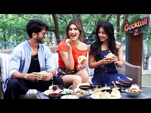 Shahid Kapoor, Kriti Sanon and Rashmika Mandanna Eating Vada Pav @ Cocktail 2 Music Festival In Pune
