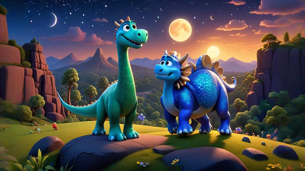 Three Dancing Dinosaurs Howl at the Moon | Dinosaur Song for Kids ...