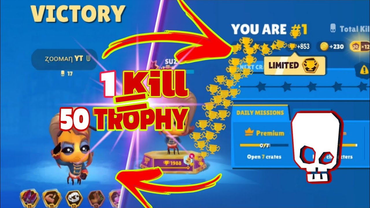 How does 1 kill = 50 trophies 🏆 in Zooba? Destroy The Arena by Suzy ...