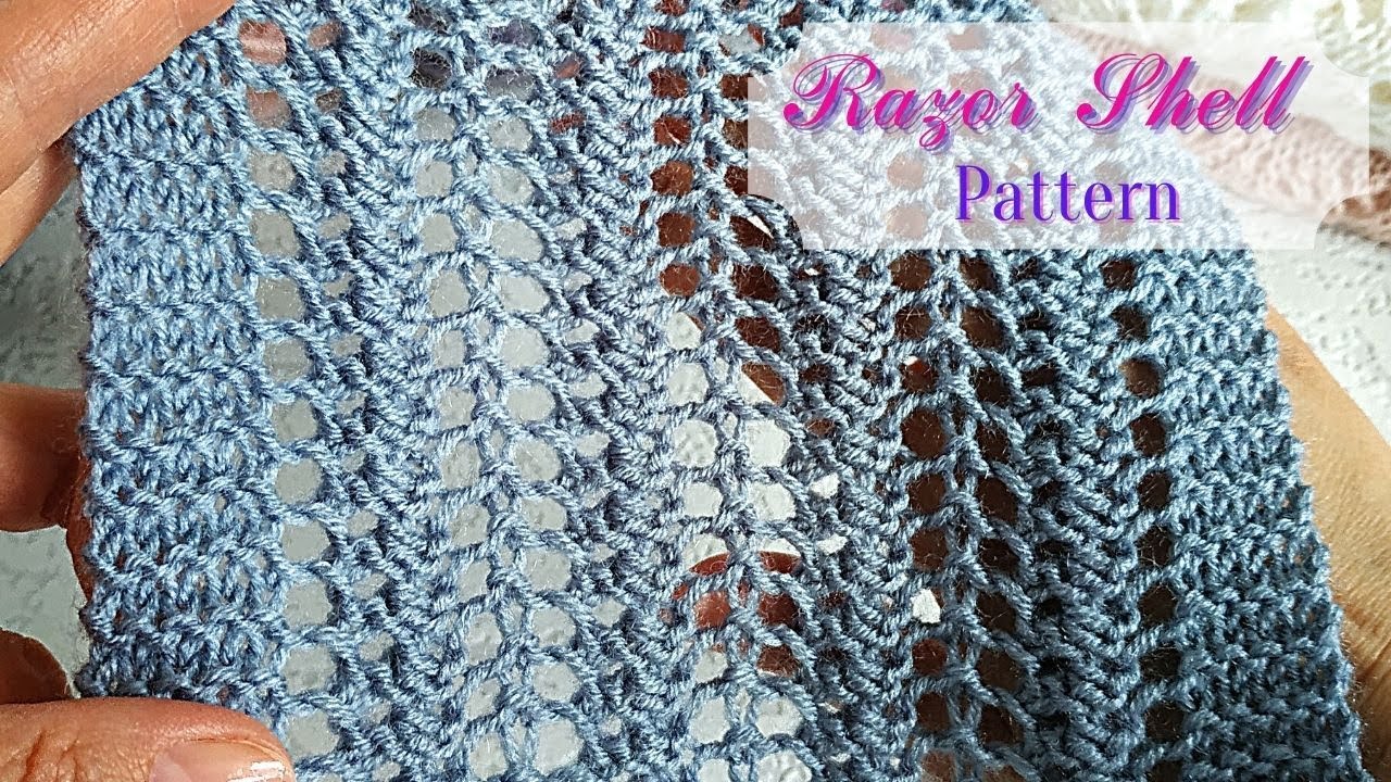 Lace Vertical Razor Shell Knitting Pattern. Openwork with Garter Stitch ...