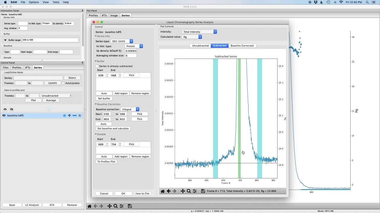 BioXTAS RAW - Baseline correction for SEC-SAXS data - YouTube