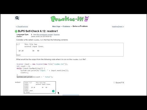 Java Practice It || 6.12 readme1 || file processing, scanner - YouTube