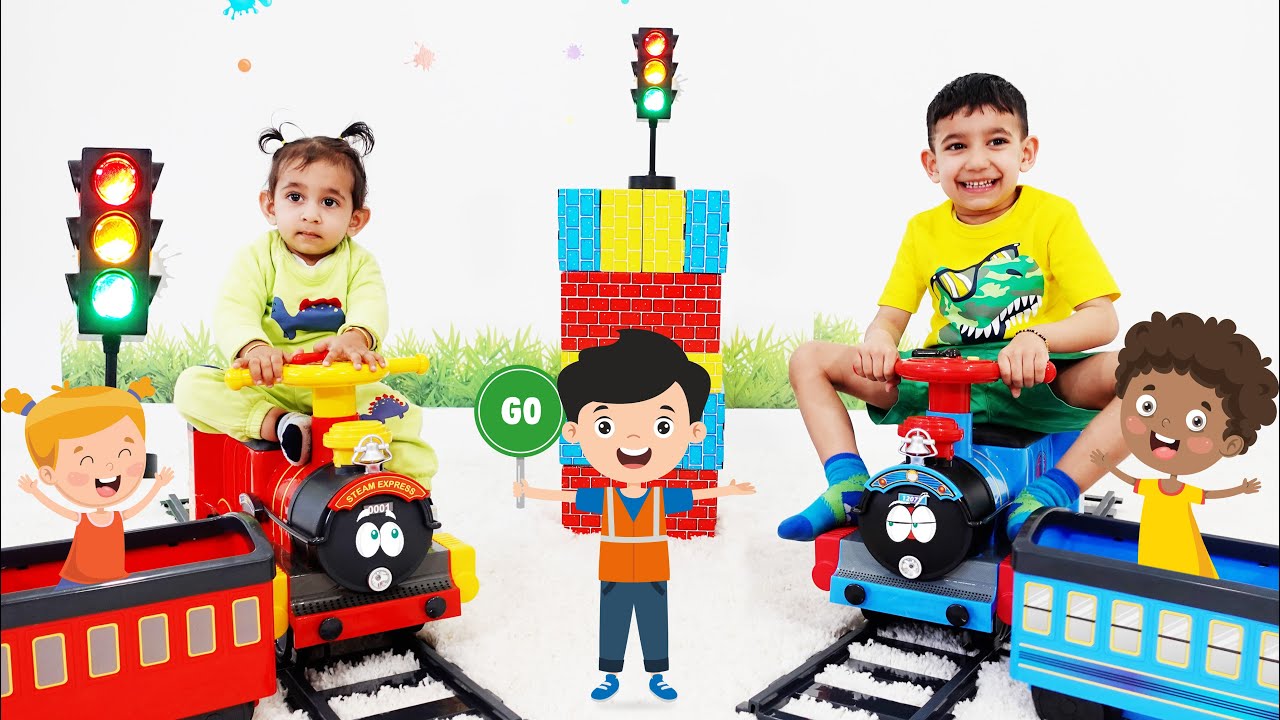 Funny Story for Kids playing with Toy Trains | Ride on Trains!! - YouTube