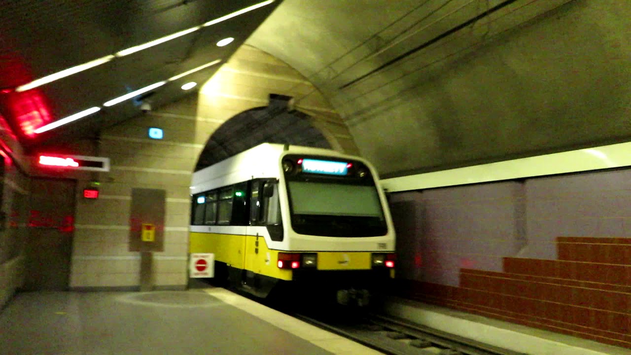 DART Blue Line Departs Cityplace/Uptown Station - YouTube