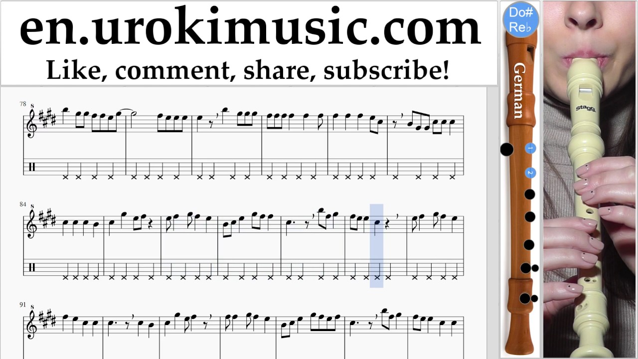 How to Play Recorder (G.) Ed Sheeran - Shape Of You Tabs Part#2 um-a ...
