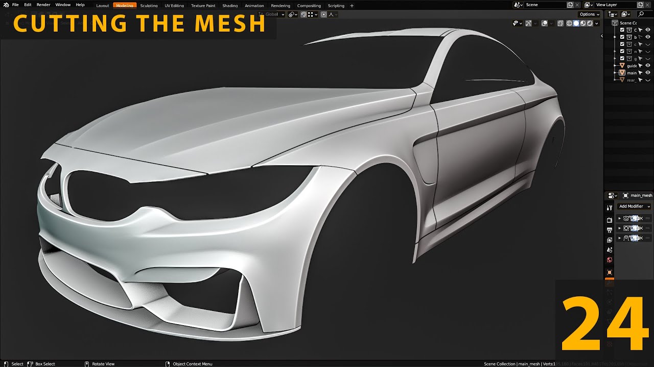 Blender 2.9 Car Modeling BMW M4 Tutorial (part 24) - YouTube