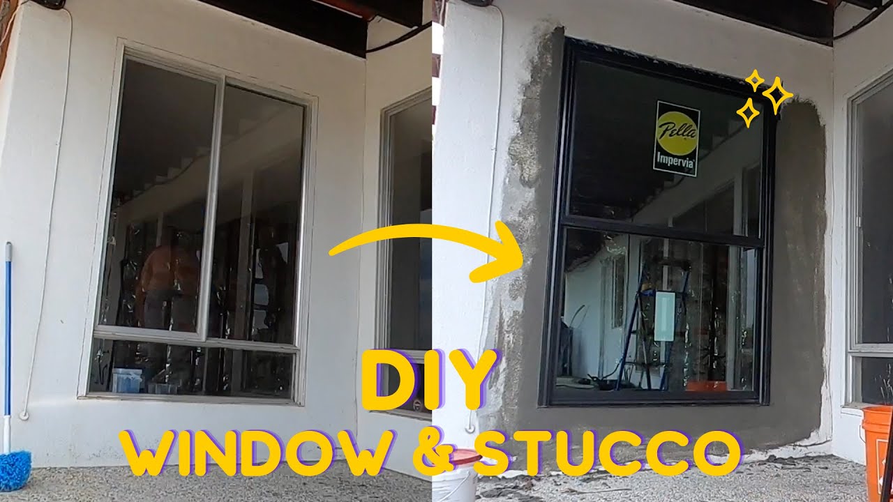 "New Construction" Style Window Replacement with Stucco Repair - YouTube