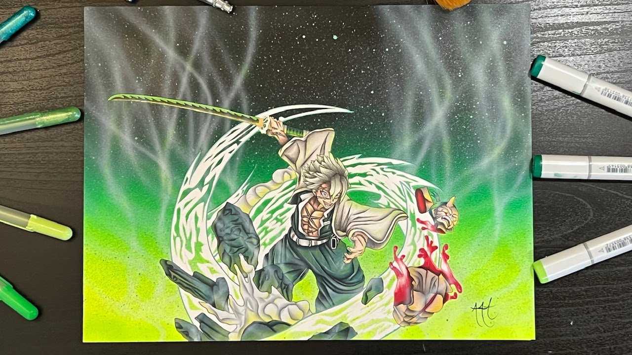 Drawing the Wind Hashira Sanemi Shinazugawa from Demon Slayer - YouTube