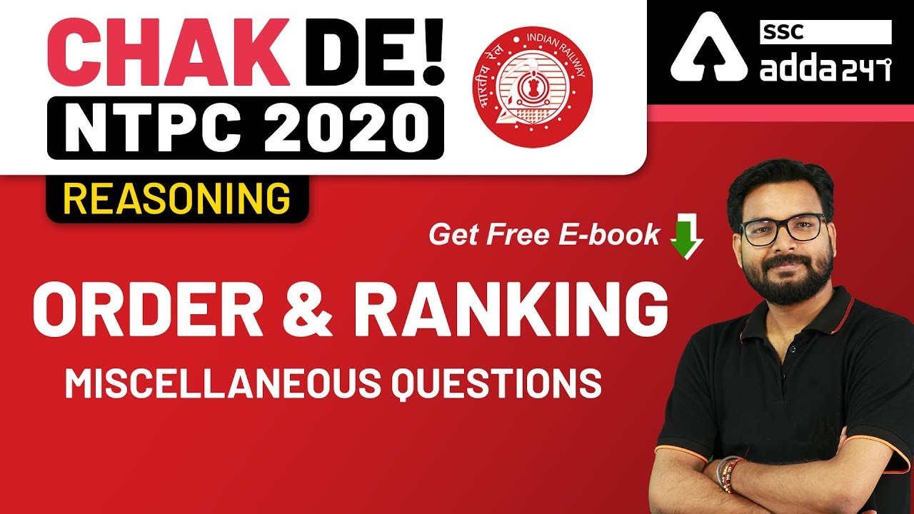 Order and Ranking | Miscellaneous Questions | Reasoning | RRB NTPC ...